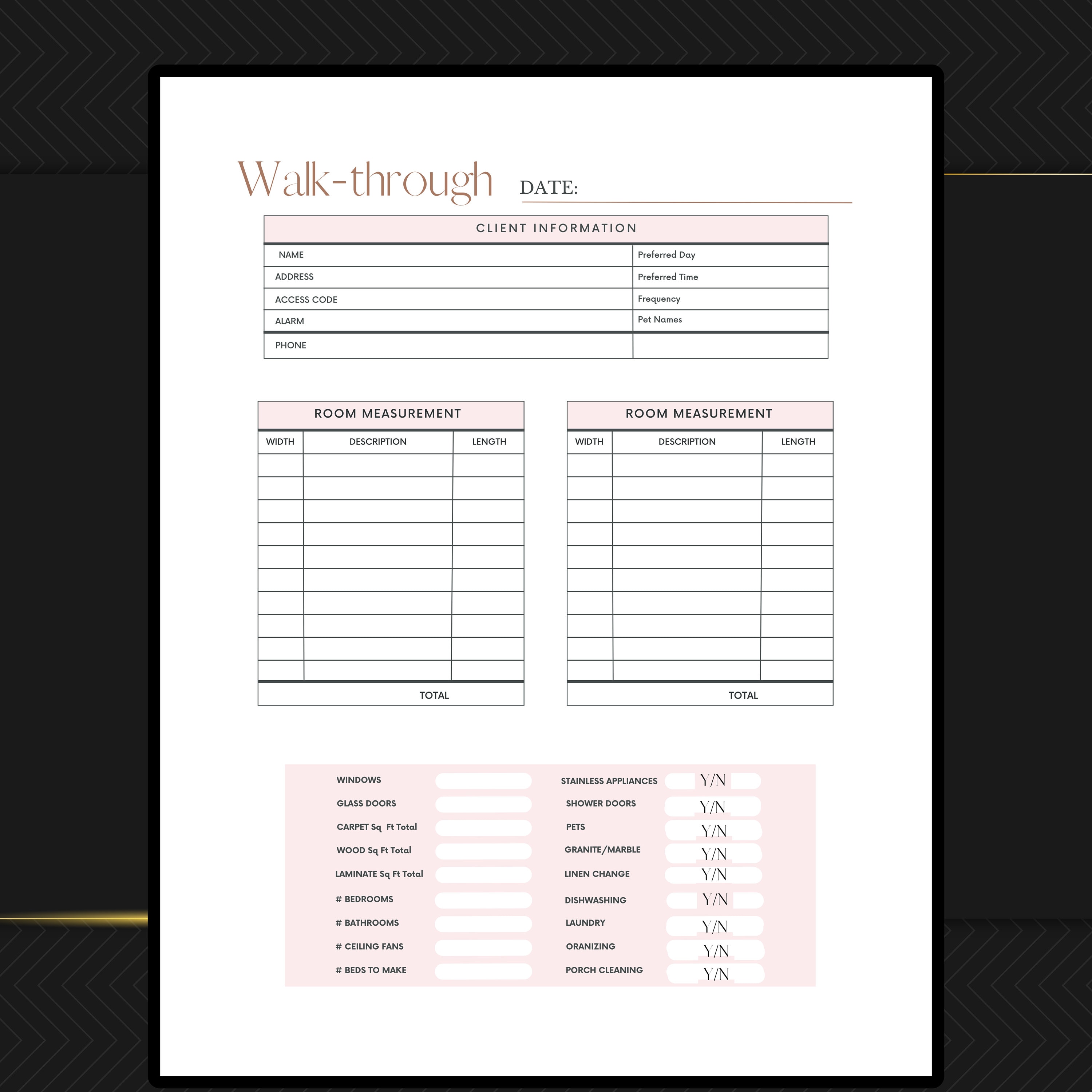 Cleaning Business Walkthrough Form: Residential & Commercial Quote ...