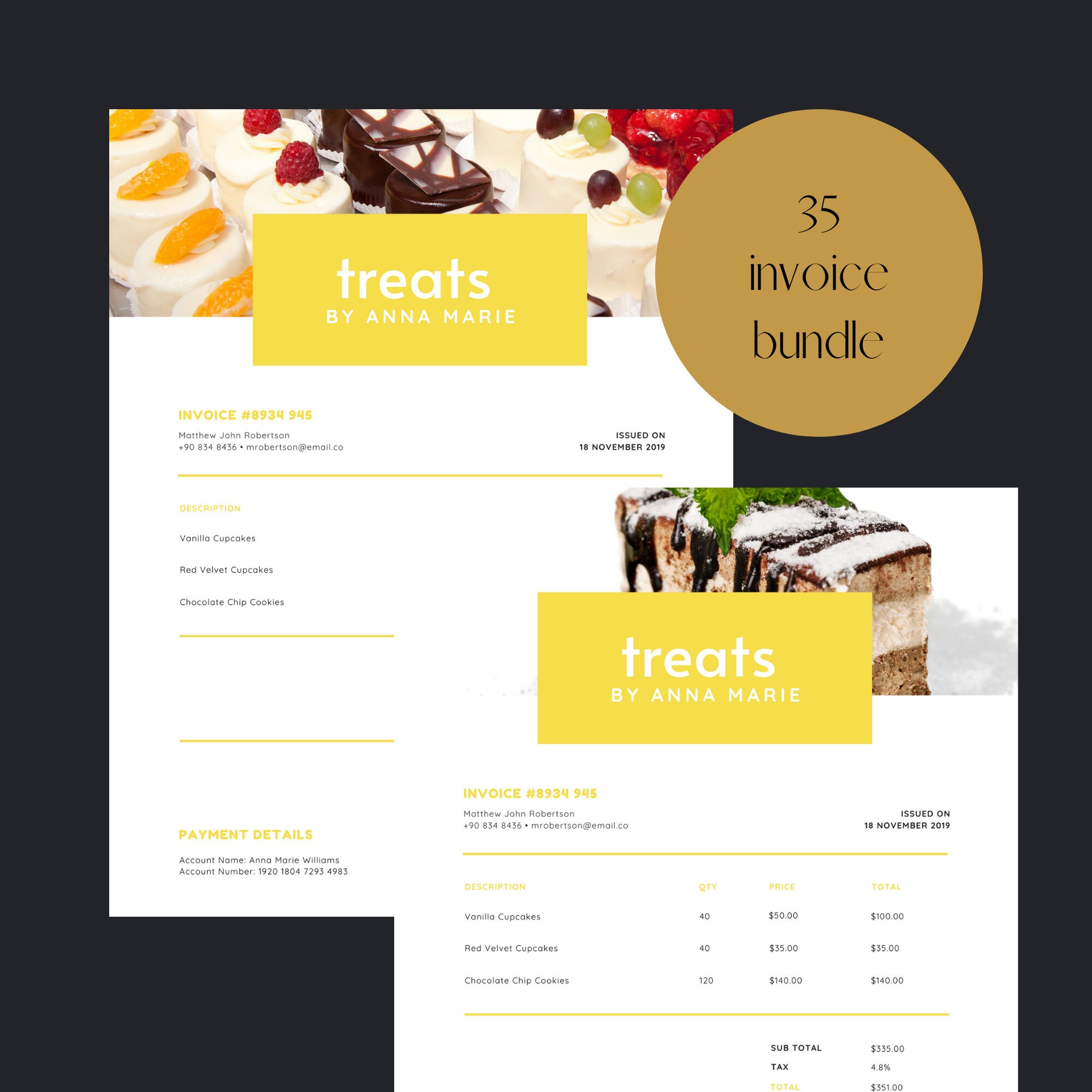 Bakery Invoice. Customer Cake Order. Bakery Catering Invoice. Cookie ...