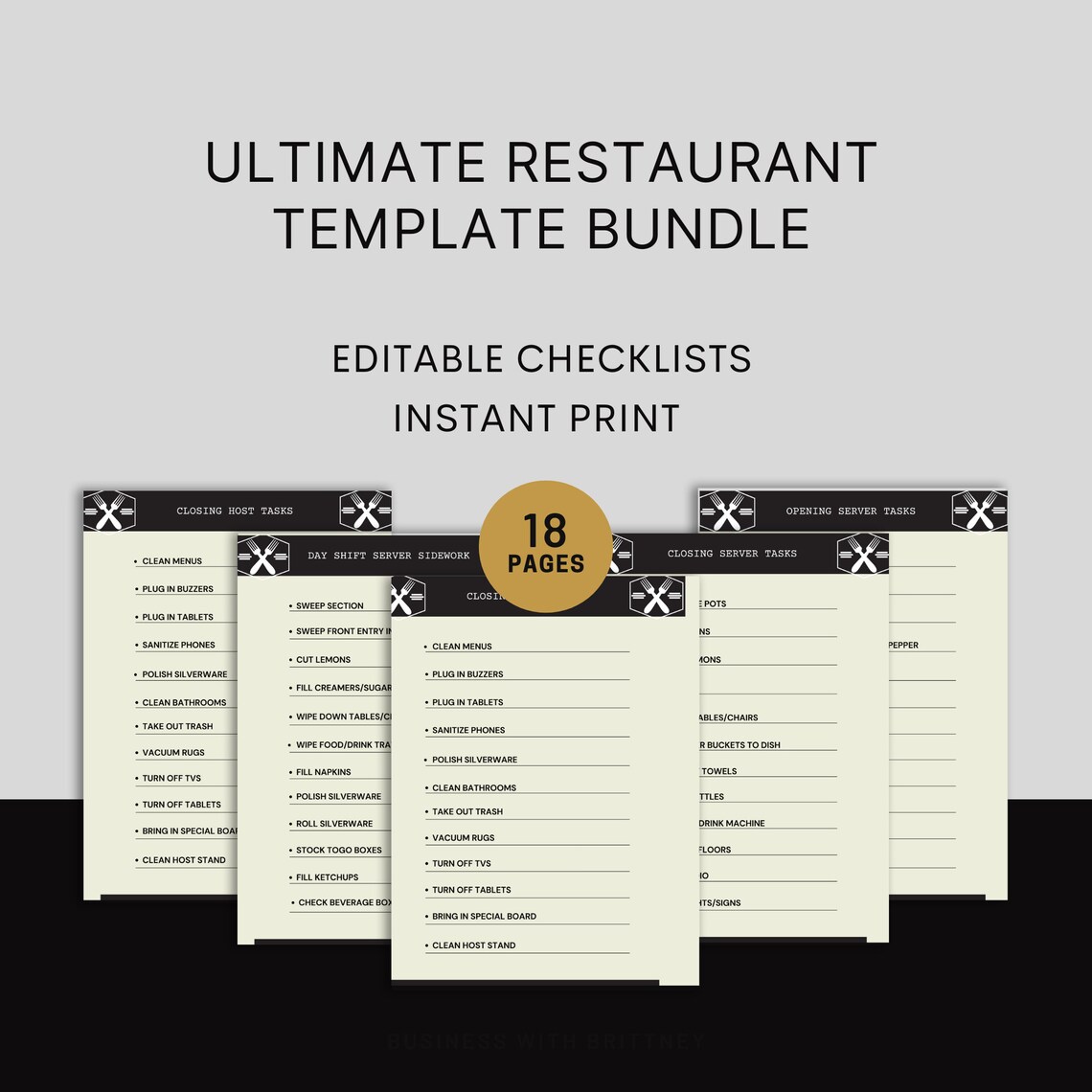 Restaurant Side Work Checklist Template: FOH & BOH Employee Duties ...