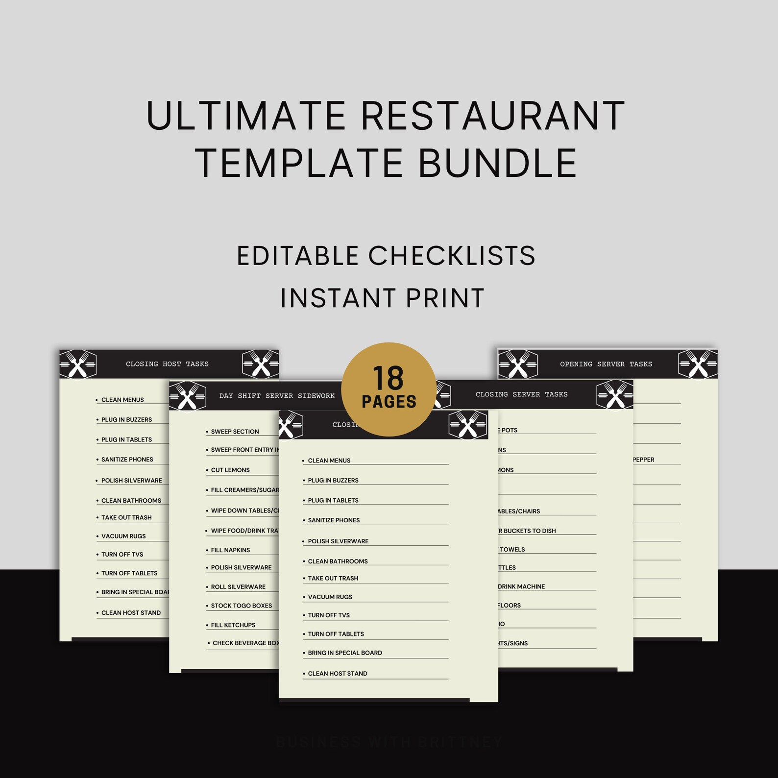 Restaurant Side Work Checklist Template: FOH & BOH Employee Duties ...