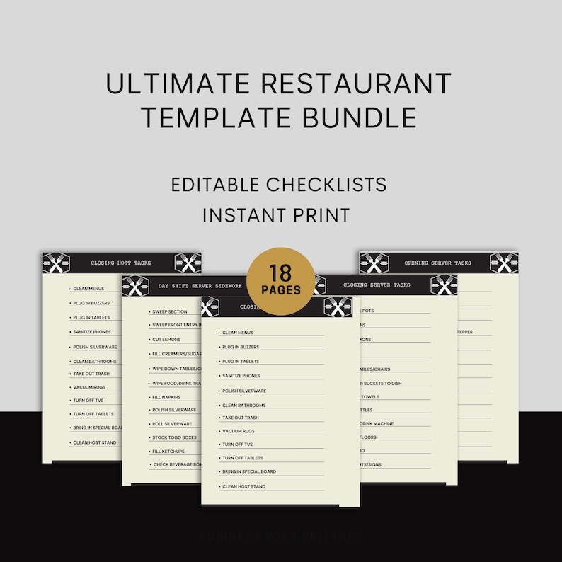 Restaurant Side Work Checklist Template: FOH & BOH Employee Duties ...