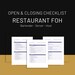 FOH Opening & Closing Checklist Template. Server Sidework. Bartender ...