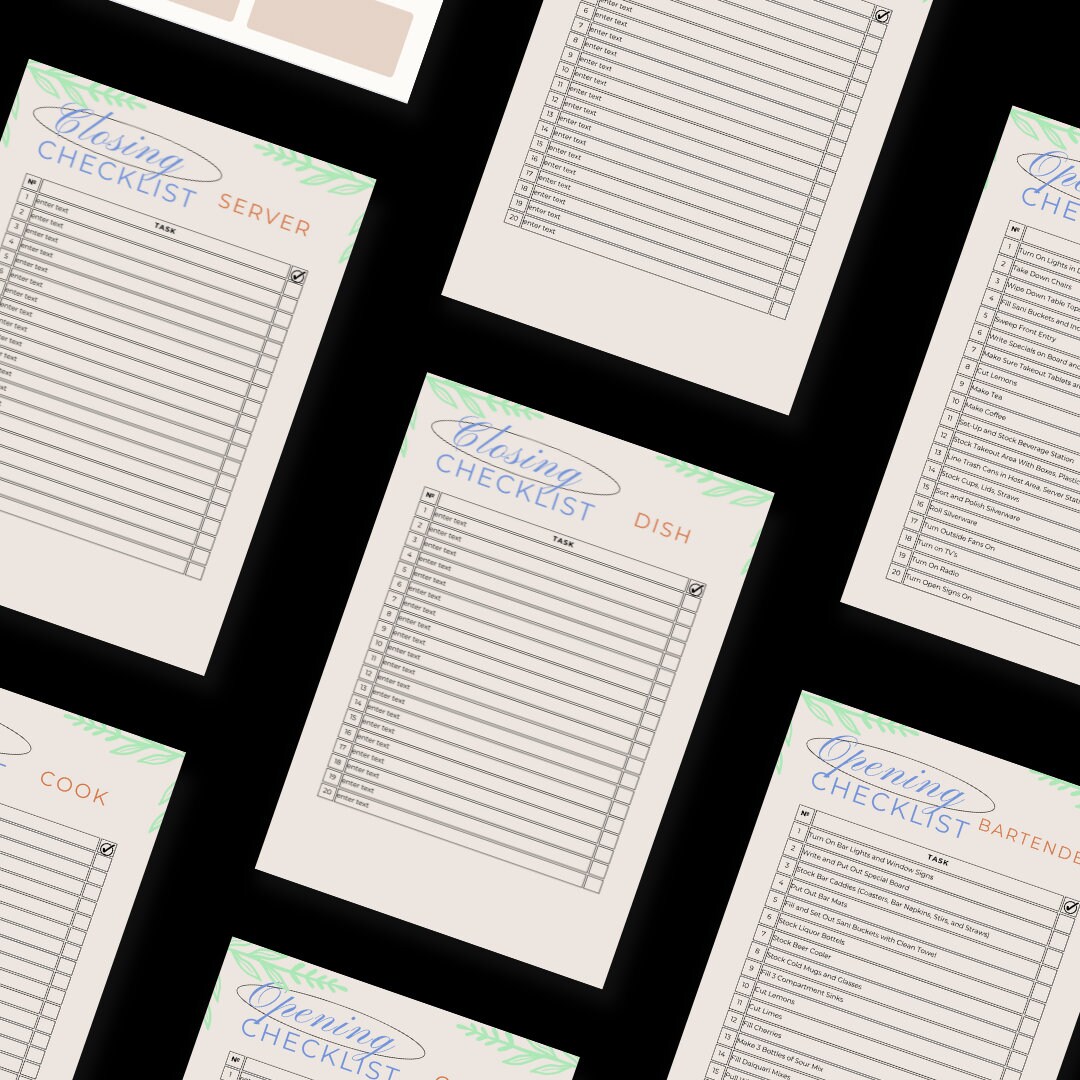 Restaurant Employee Checklist. Opening Checklist. Closing Shift List ...