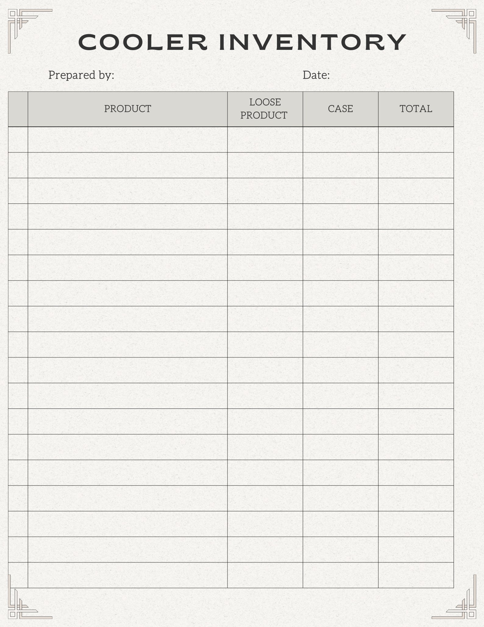 Restaurant Inventory Template. Supply Order List. Printable. - Etsy