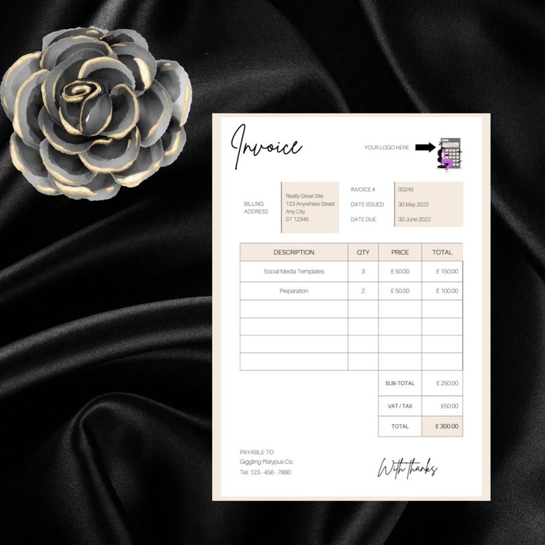Invoice Template. Editable Invoice. Printable Order Form. Editable ...