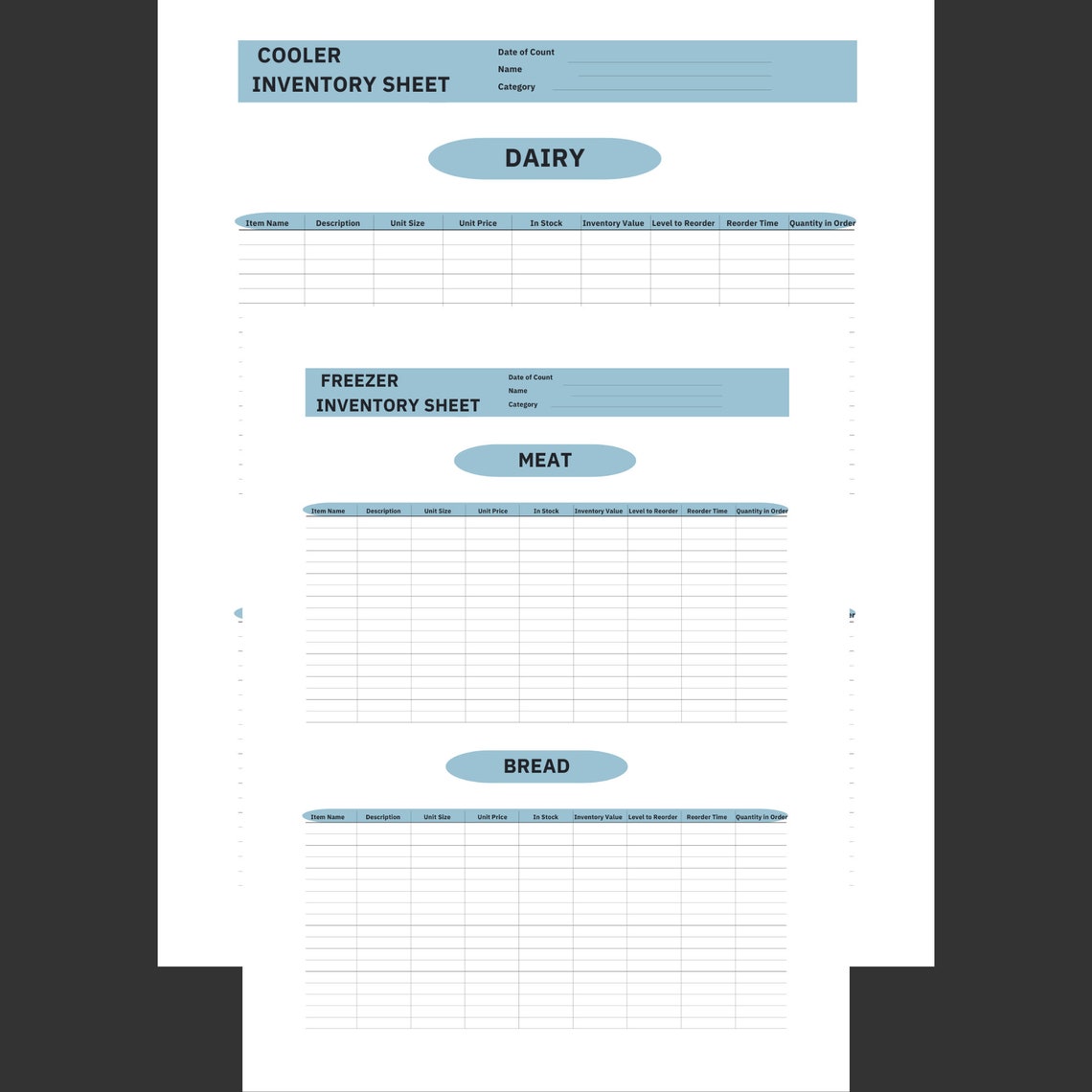 Editable Restaurant Inventory & Order Forms. - Etsy