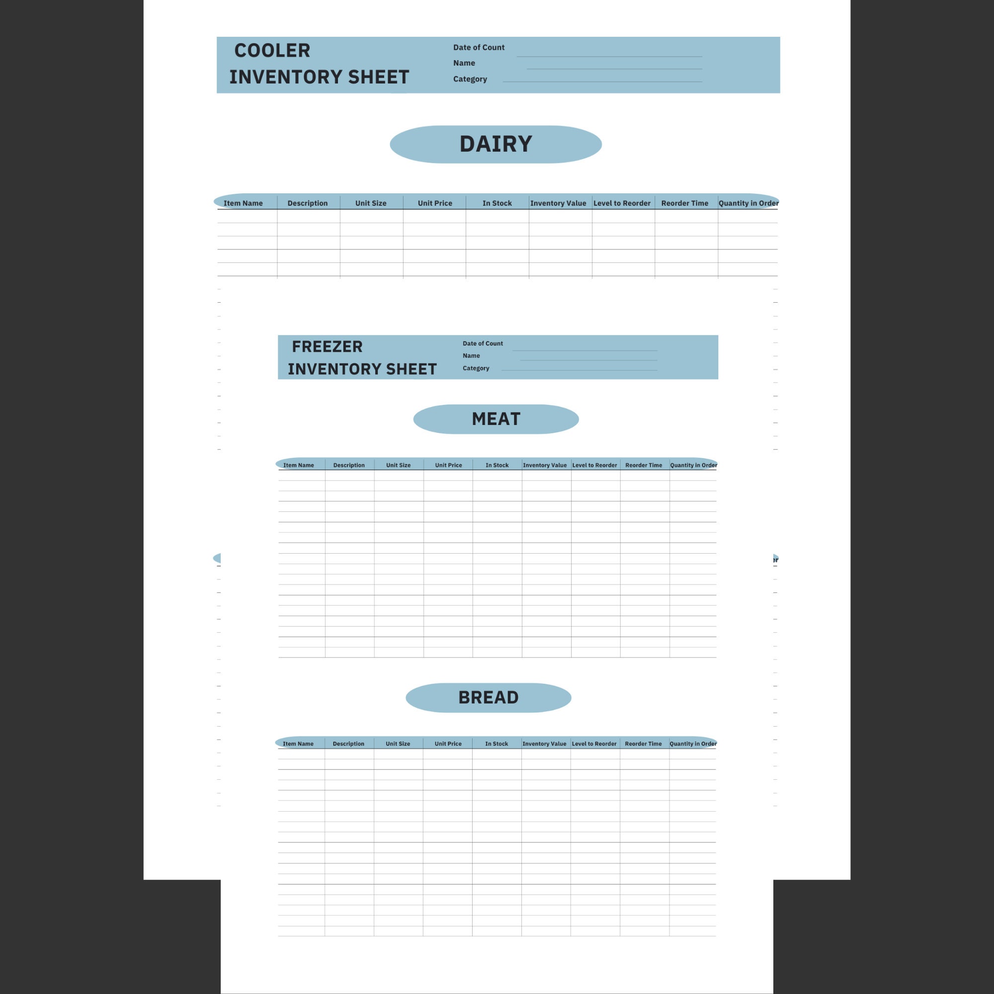 Editable Restaurant Inventory & Order Forms. - Etsy