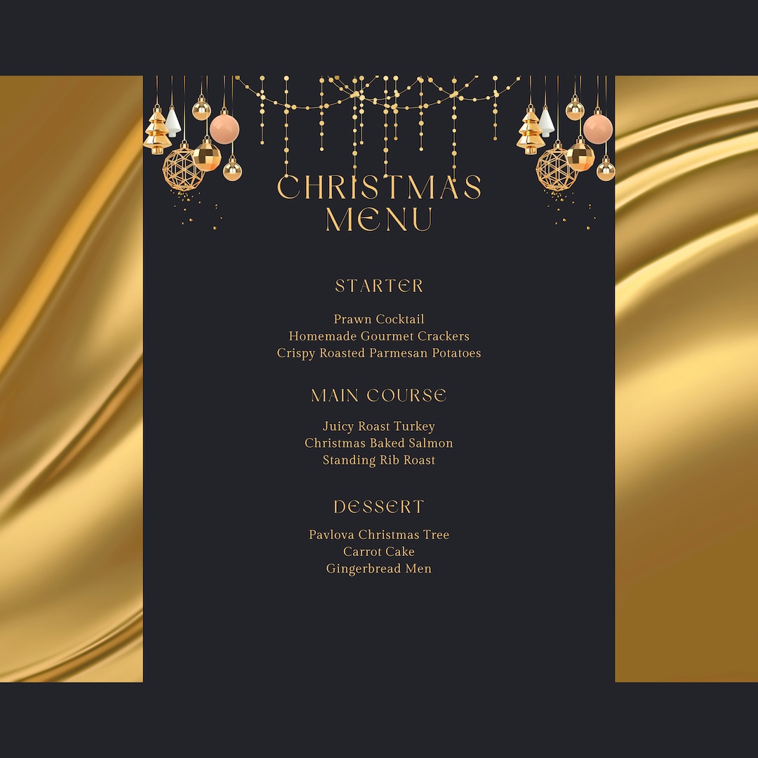 Christmas Menu Template. Restaurant Holiday Menu. Christmas Dinner ...