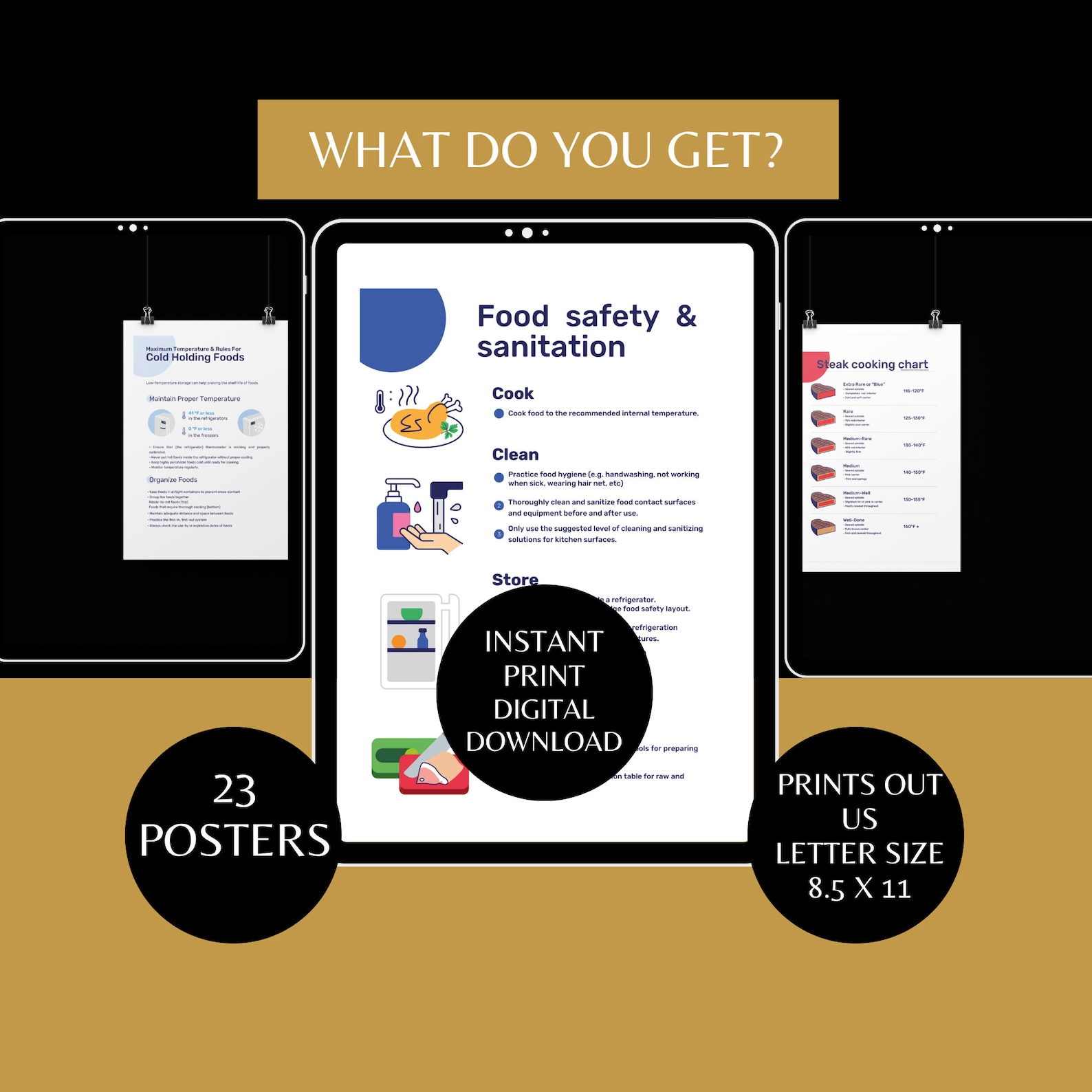 Restaurant Safe Food Handling Posters: Compliance Charts (PDF) - Etsy