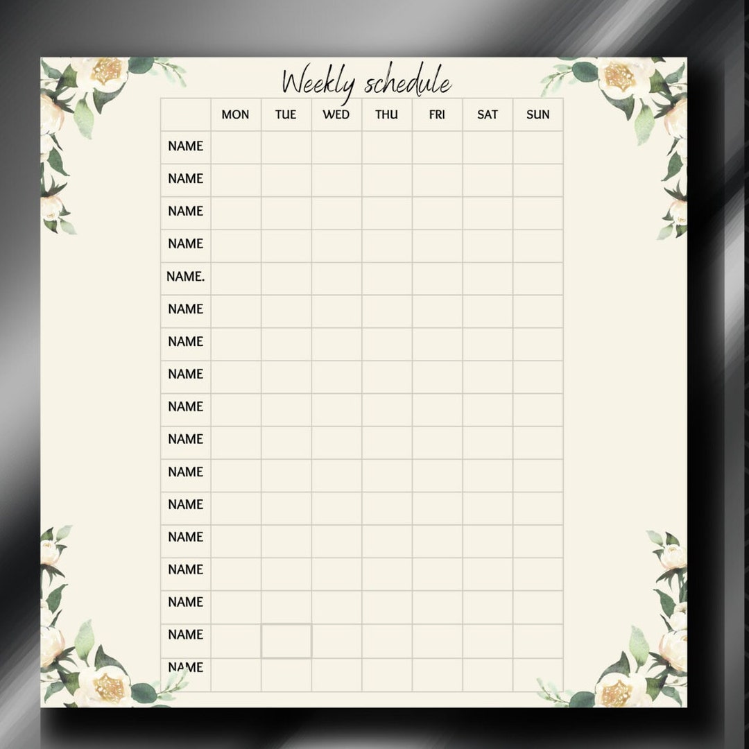 Weekly Employee Scheduling Template. Editable Weekly Work Calendar ...