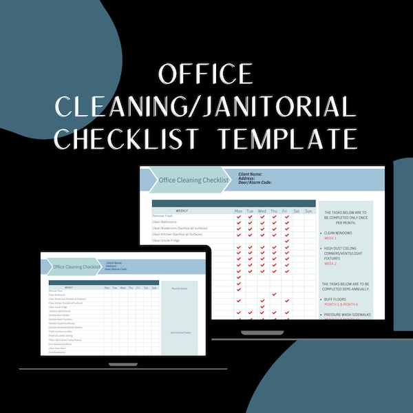 Janitorial Cleaning Checklist - Etsy