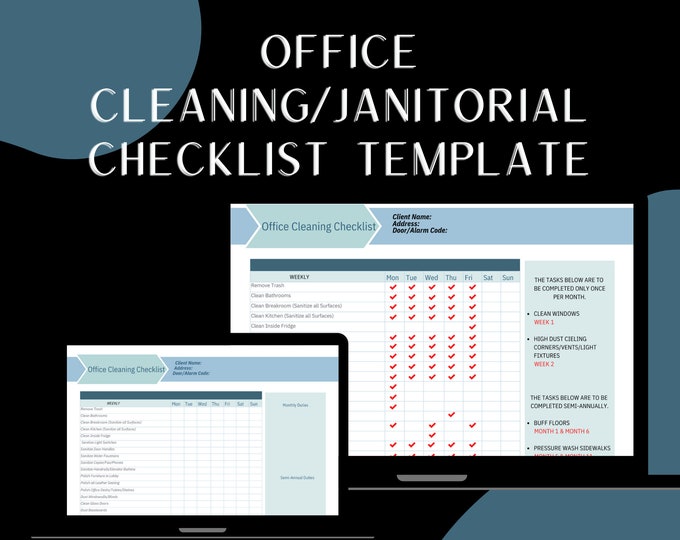Cleaning Checklist Template, Janitorial Cleaning Business, Commercial Cleaning Service ...
