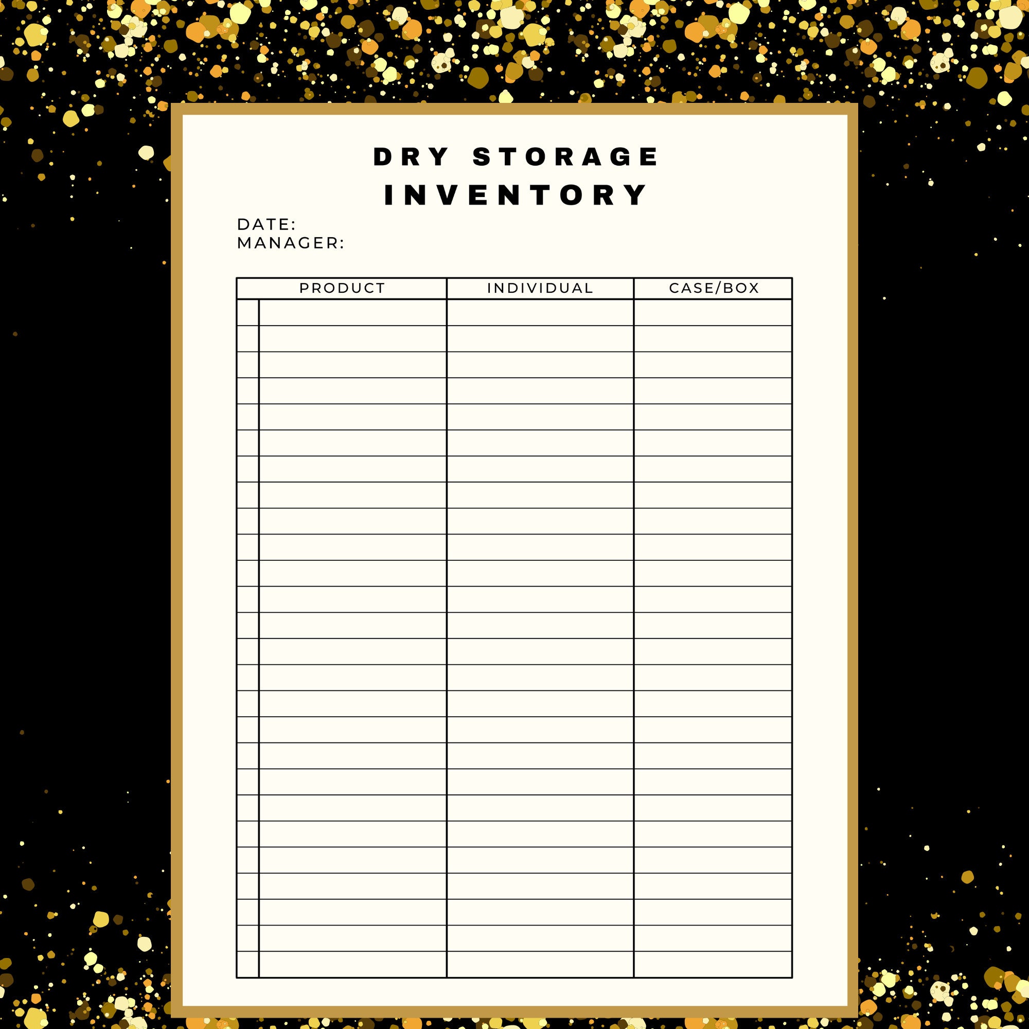 Restaurant Inventory Template. Supply Order List. Printable. Editable ...