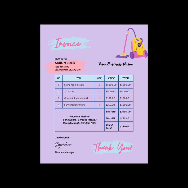 Printable Cleaning Invoice. Cleaning Business Invoice Template ...