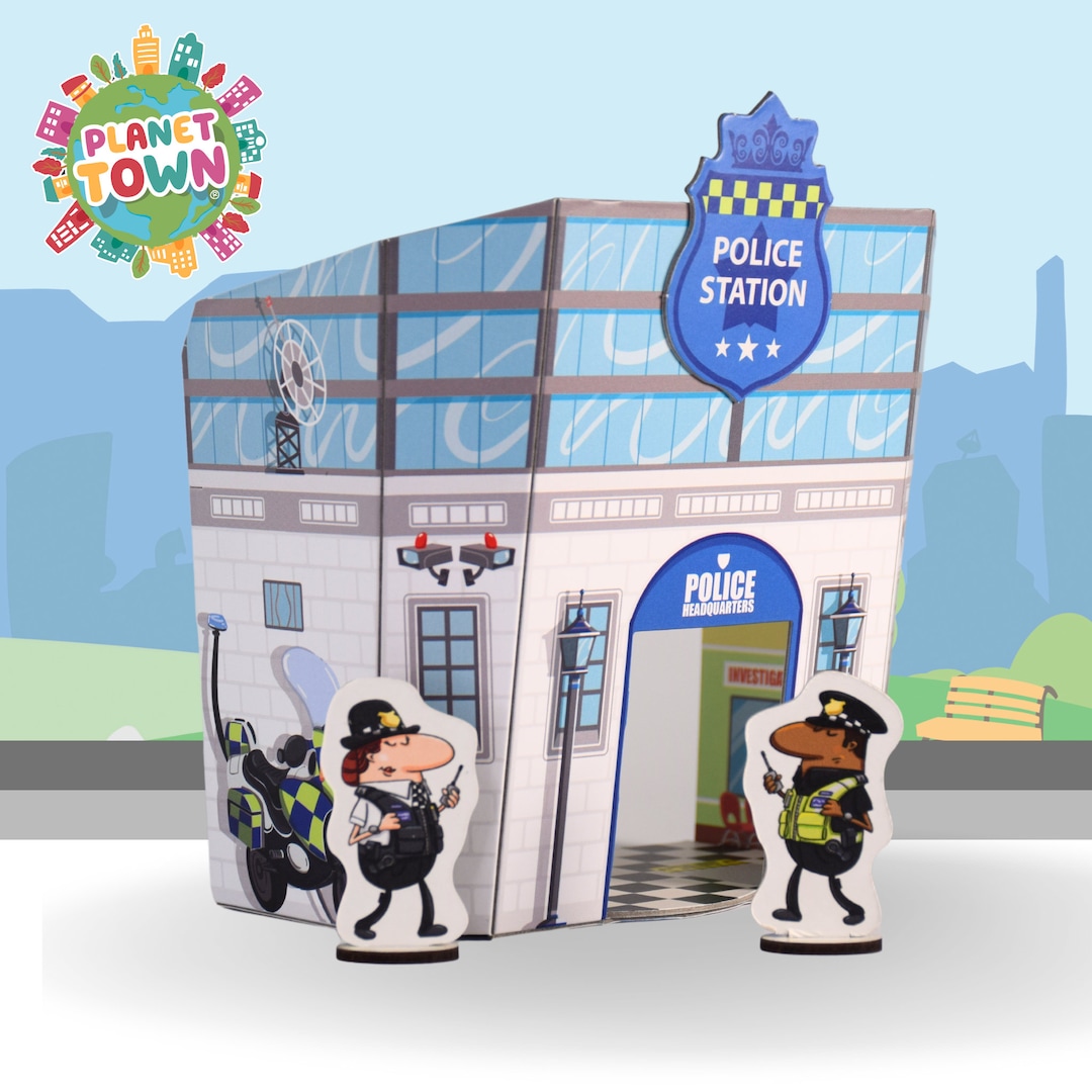 Planet Town Police Station Cardboard Playset - Etsy