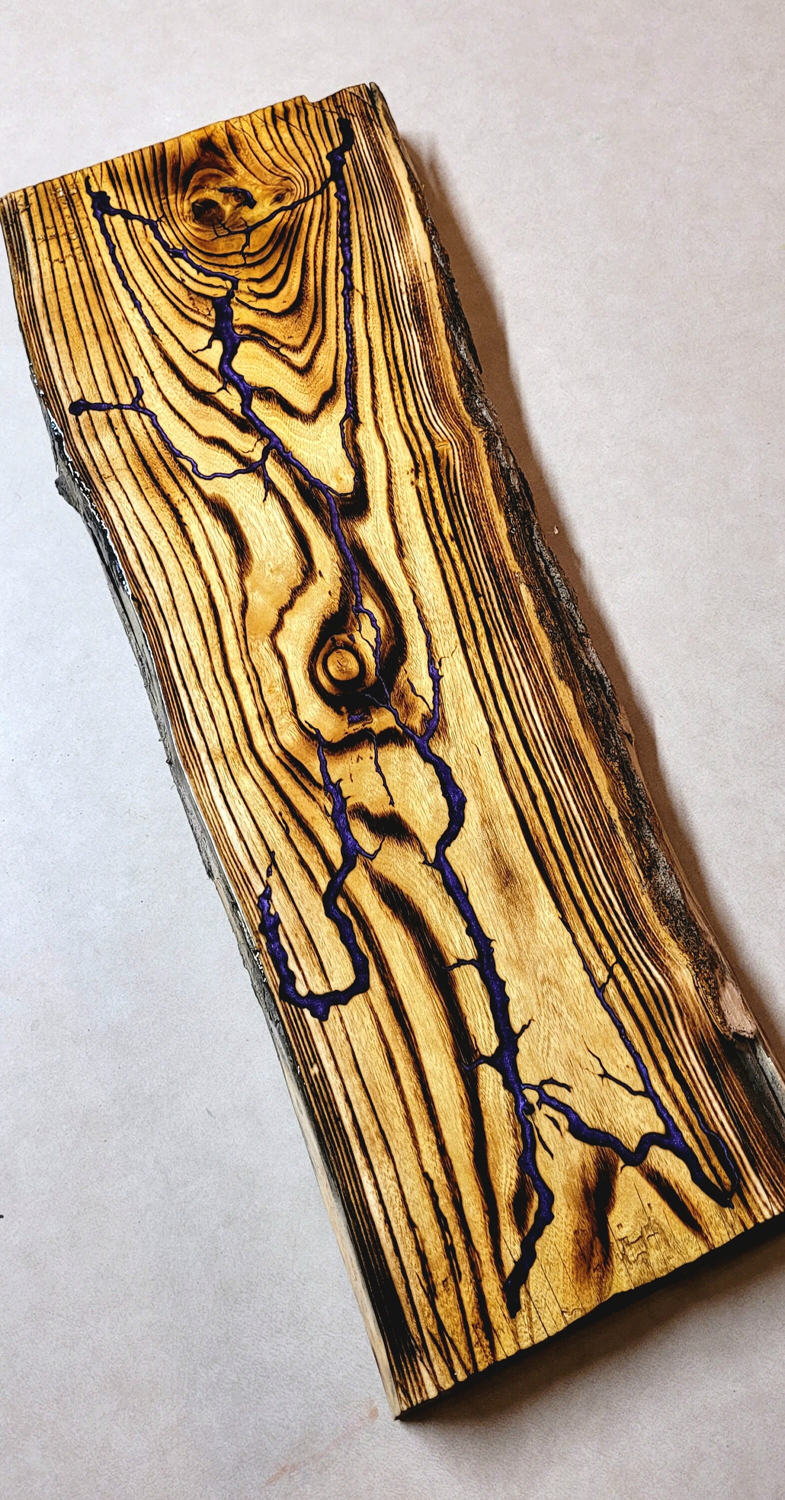 Live Edge Fractal Burn Spruce Epoxy Inlay and Shou Sugi Ban - Etsy