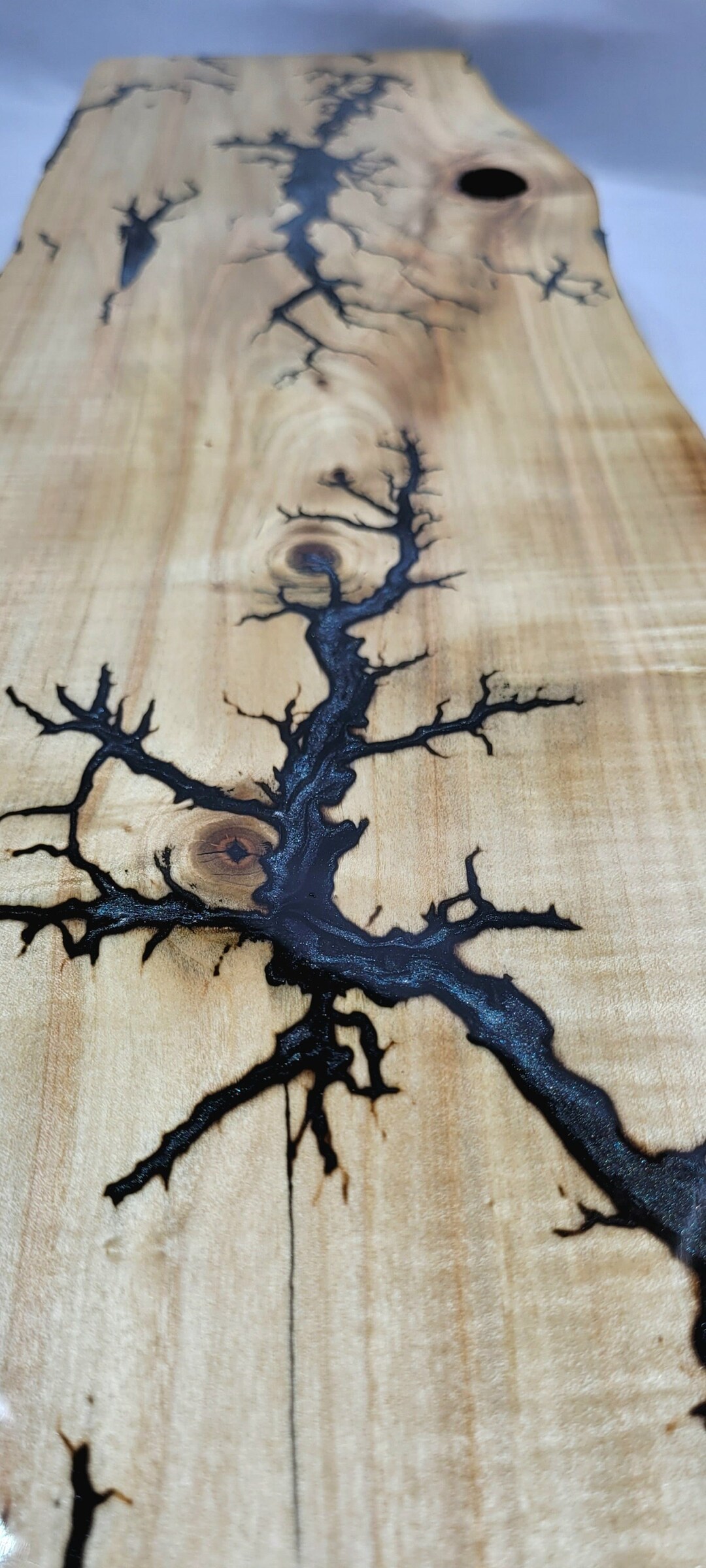 Live Edge Fractal Burn Ash Chameleon Green Epoxy Resin - Etsy