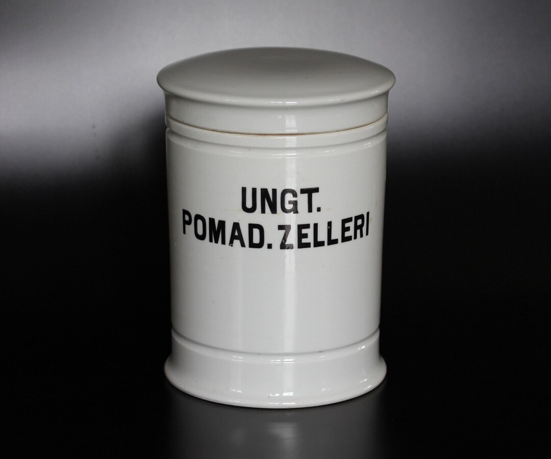 Vintage French Porcelain Apothecary Jar: "ungt. Pomad Zelleri" - Etsy
