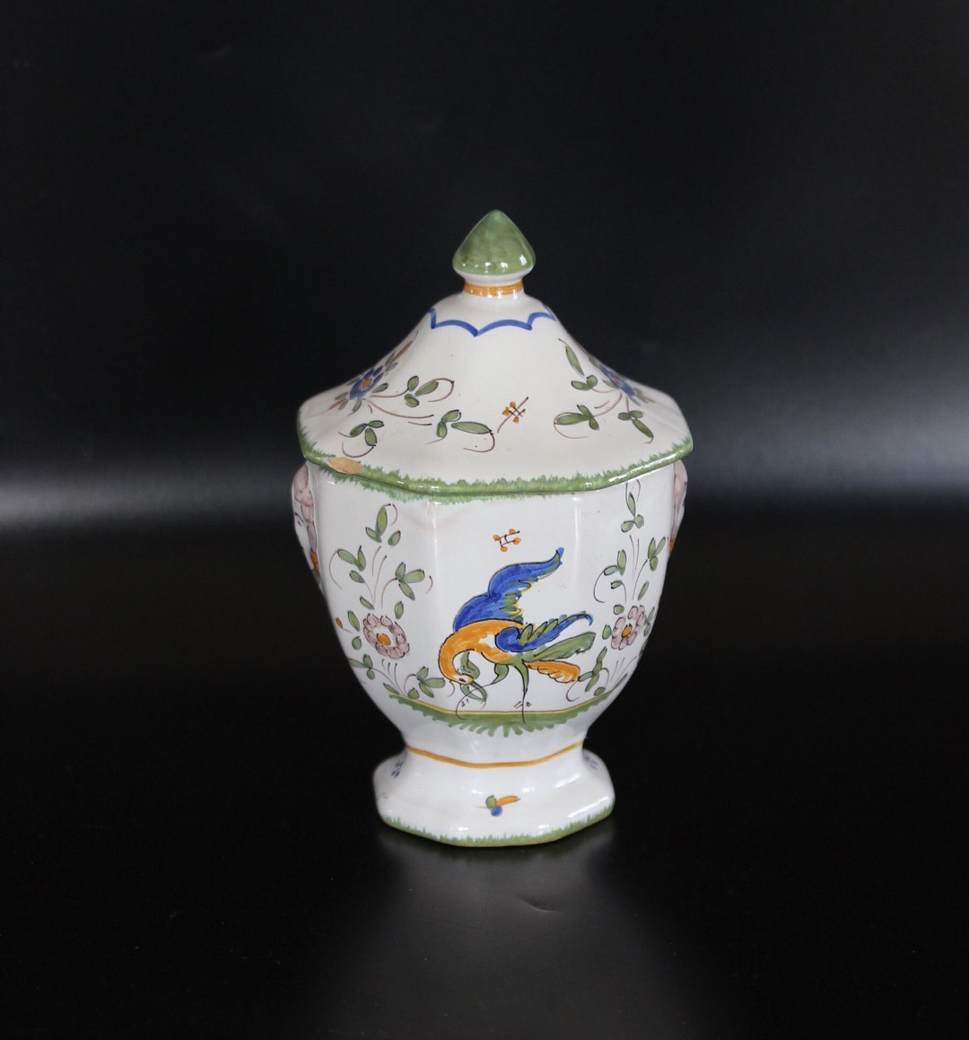 Vintage French Moustiers Bonboniere, Candy Box, Bowl, Moustiers Ceramic ...
