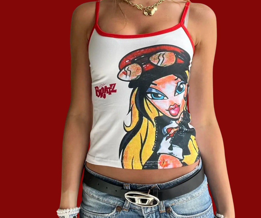 Y2k 2000s Cartoon Bratz Tank Top Summer Vintage Crew Neck Crop Tops ...