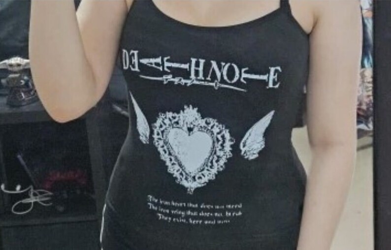 Y2k 2000s Death Note Tank Top Summer Vintage Crew Neck Crop Tops ...