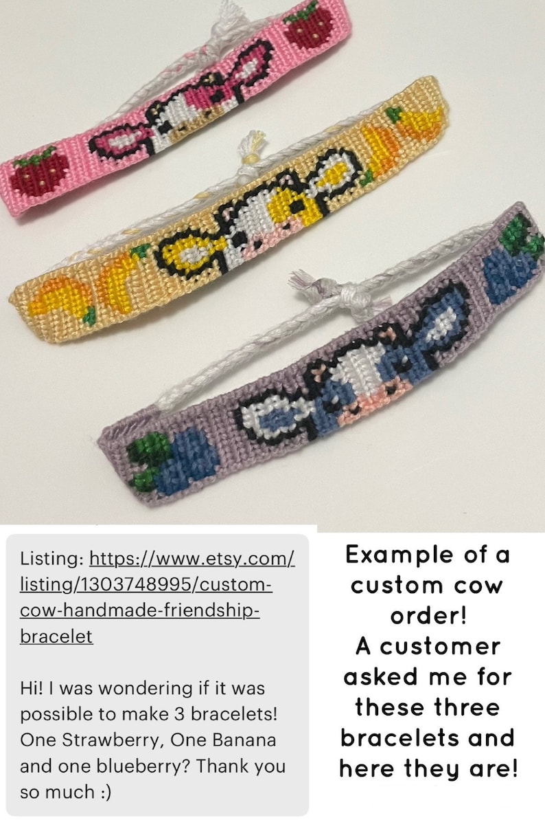 Custom Cow Handmade Friendship Bracelet look Through All Pics - Etsy