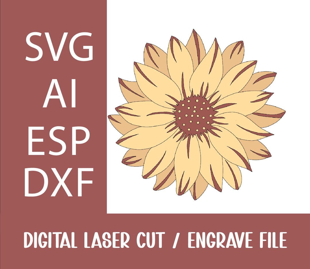 Sunflower Laser Cut File Svg - Digital Design for Laser, Instant SVG ...
