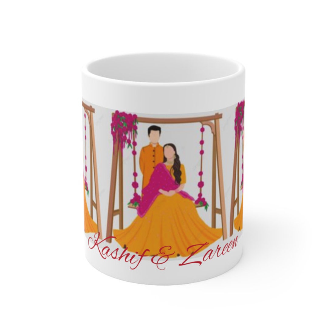 Indian Personalized Wedding Engagement Mug Gift Mehndi Haldi Ubtan ...
