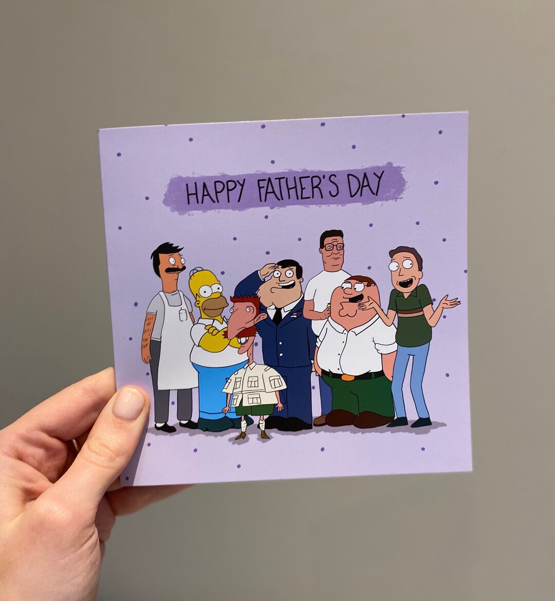 Cartoon TV Dads Father's Day Card - Etsy