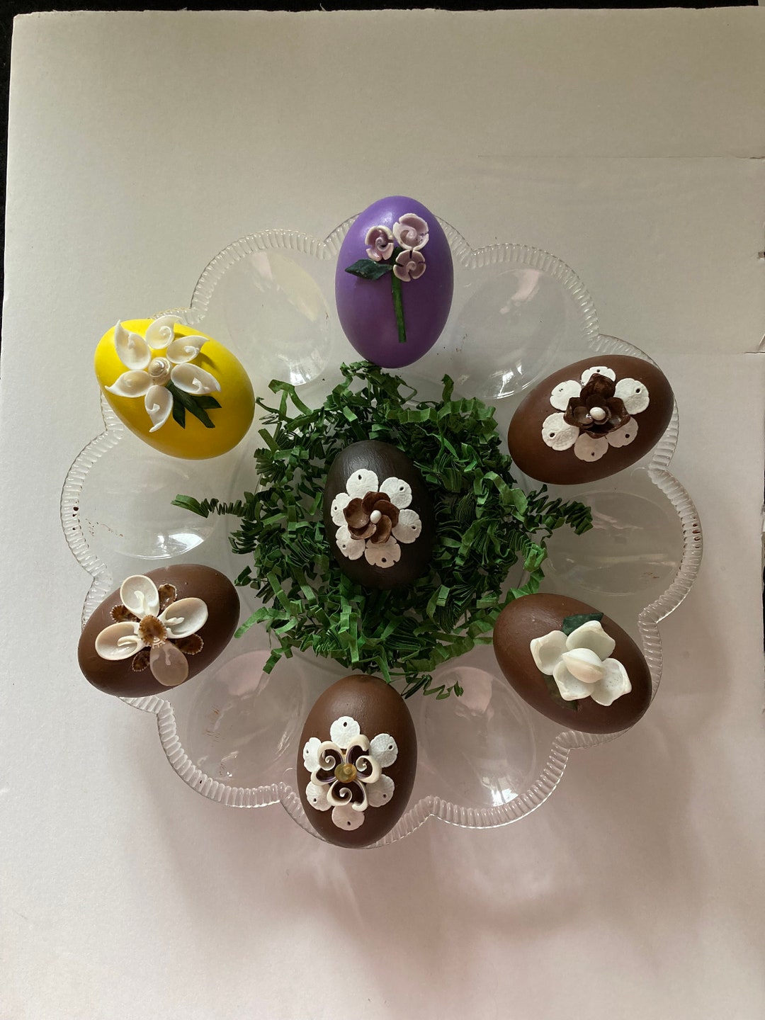 Seashell Decorated Wooden Easter Eggs - Etsy