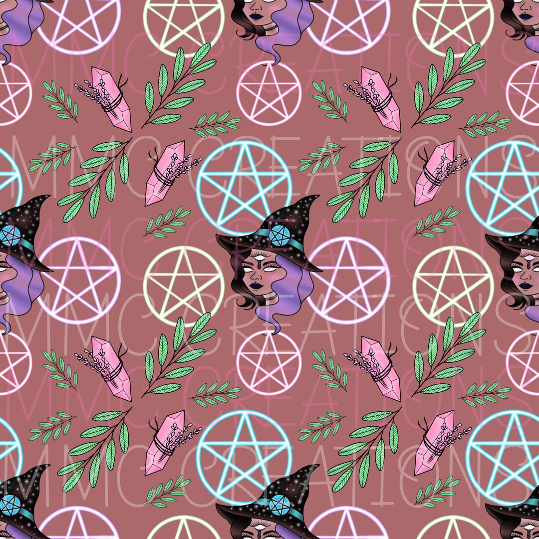 Seamless Pattern, Witchy, Png and Jpeg, Digital Paper, 400 DPI ...