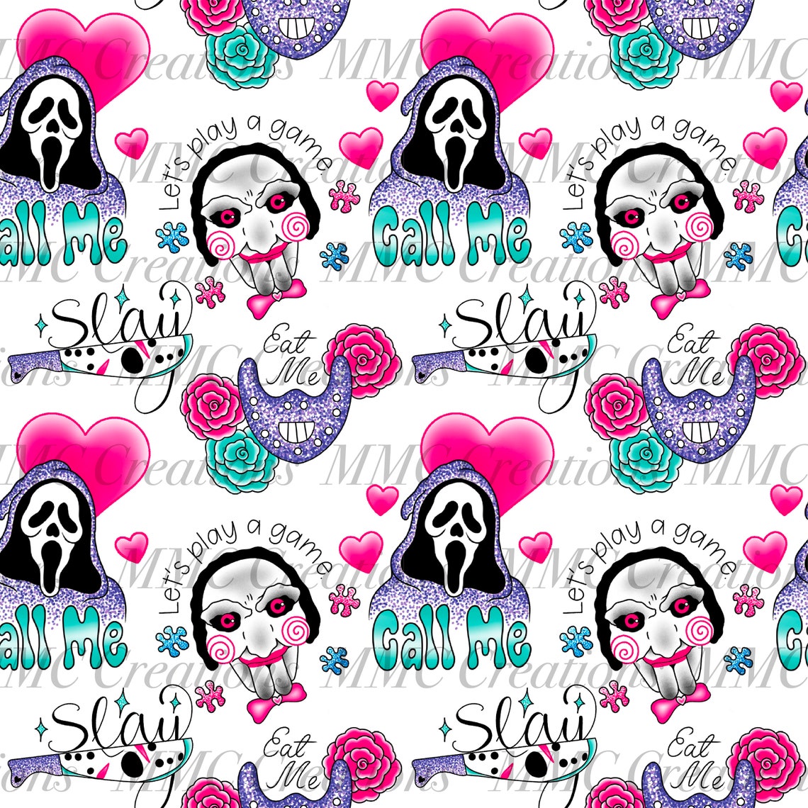 Seamless Horror Halloween Pattern Png and Jpeg Digital - Etsy
