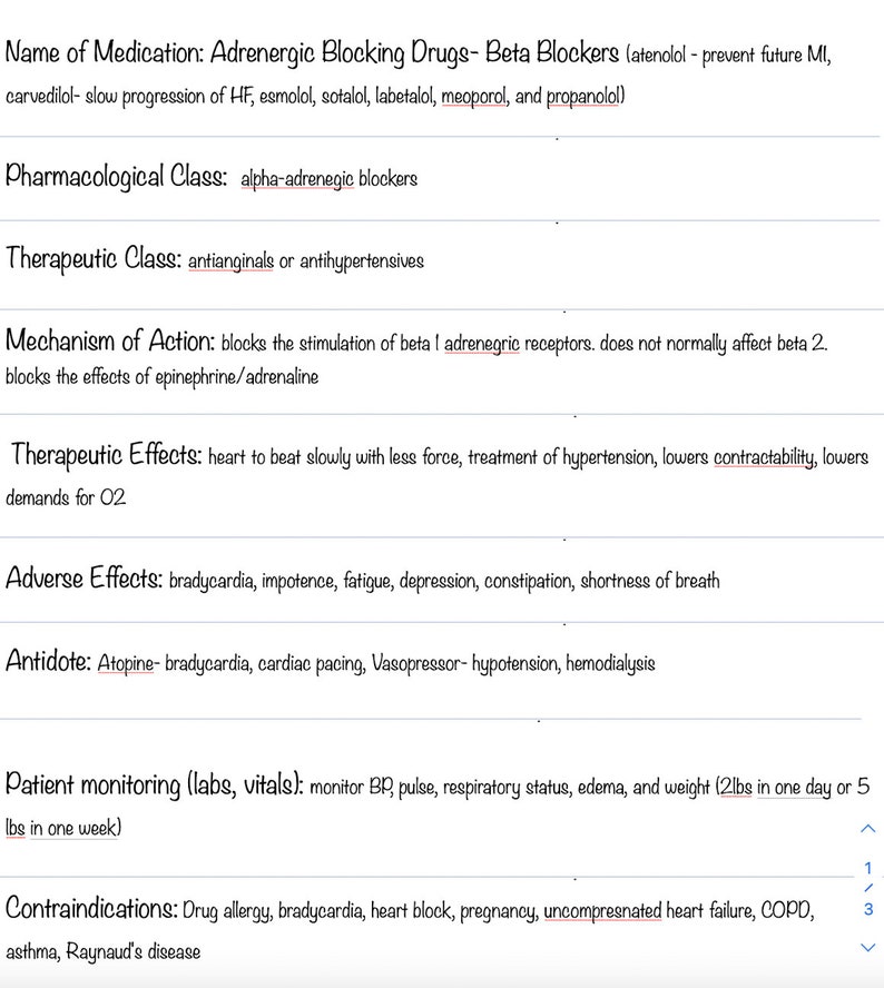 Medication Cheat Sheet- Beta Blockers - Etsy