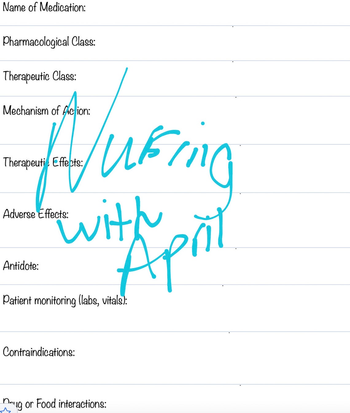 Medication Note Template - Etsy