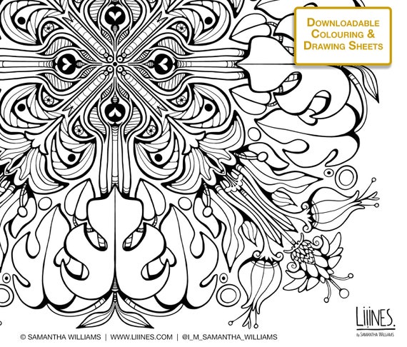 Monstera Mandala Downloadable Printable Colouring & Drawing | Etsy