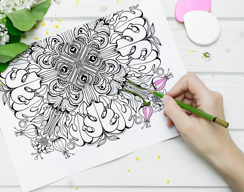 Monstera Mandala - Downloadable, Printable Colouring & Drawing Sheets ...
