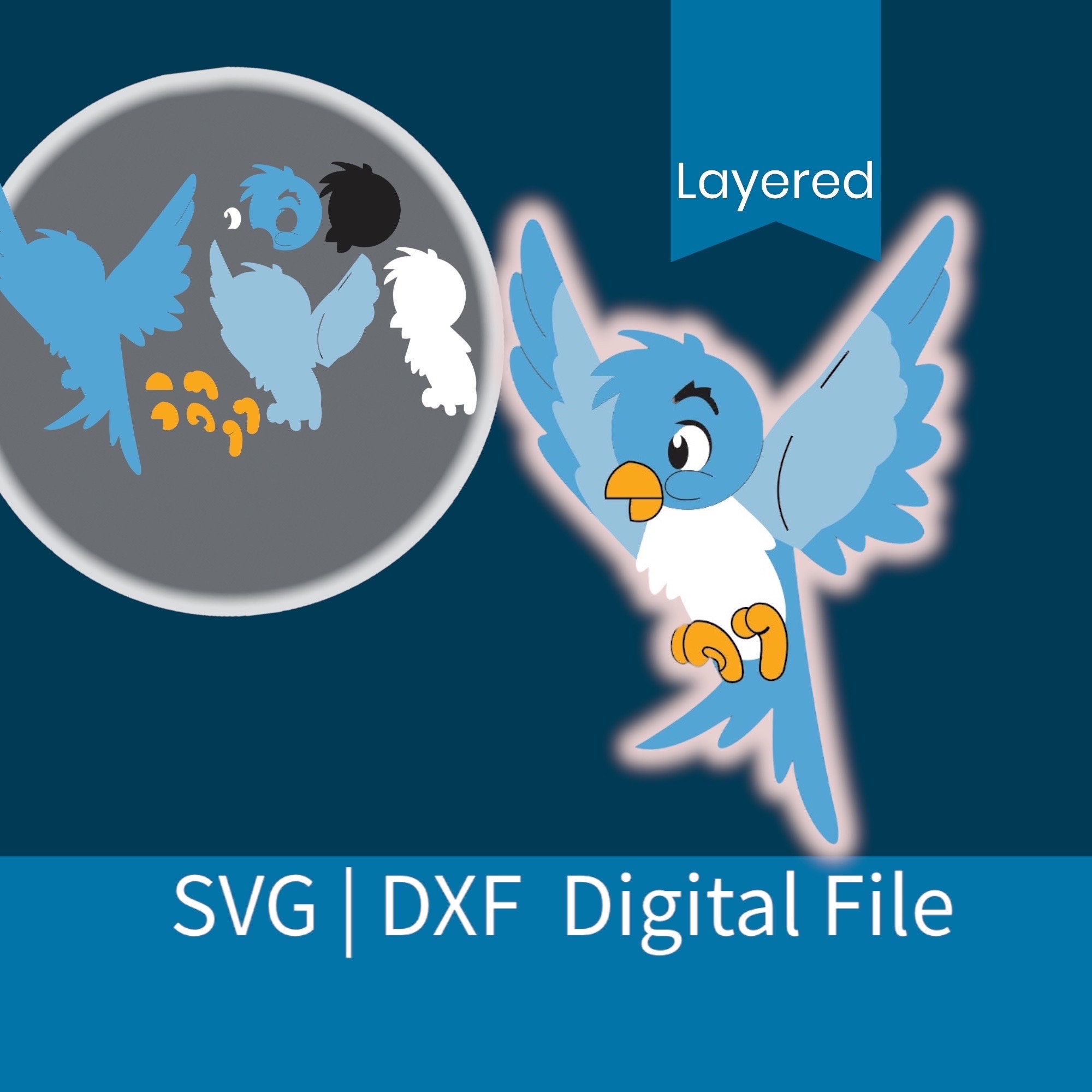 Blue Bird Digital File Layered Princess Bird - Etsy