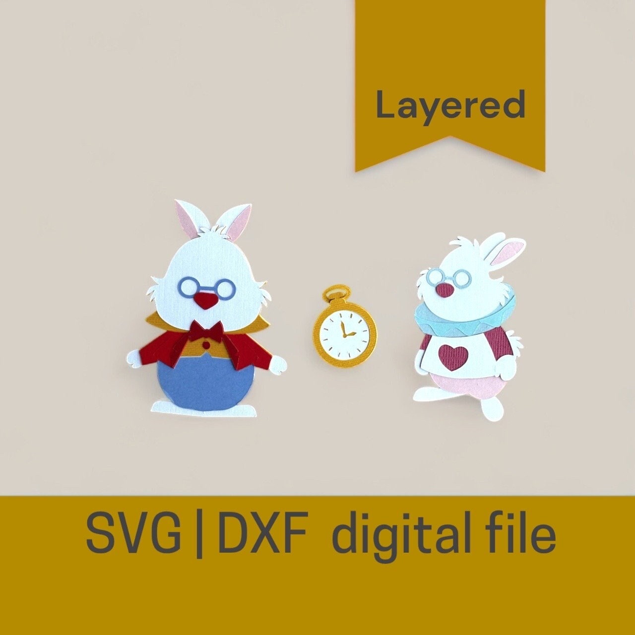 White Rabbit Layered SVG File: Wonderland Cake Topper (digital Download ...