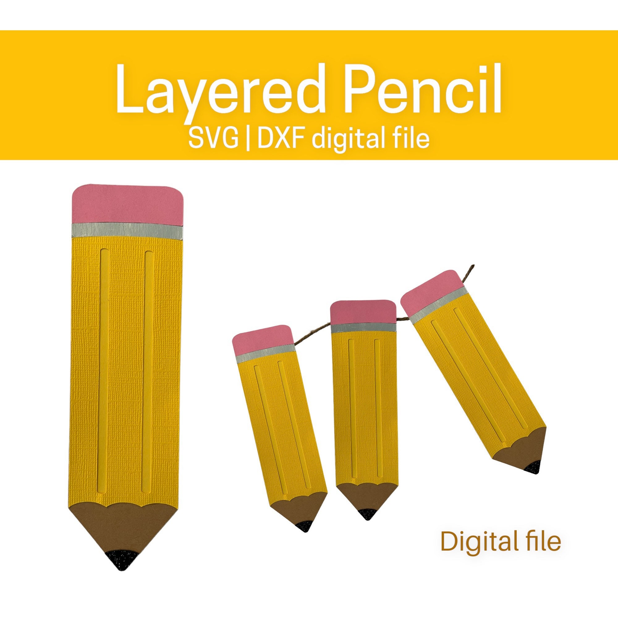 Layered Pencil Banner SVG DXF Digital File| Pennant| Bunting| DIY ...