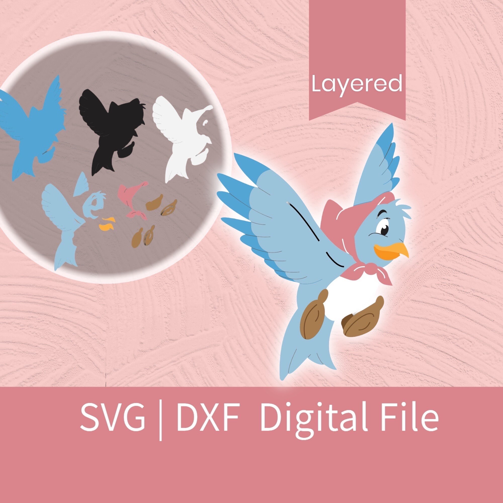 Blue Bird With Bandana Digital File| Layered | Princess Bird - Etsy