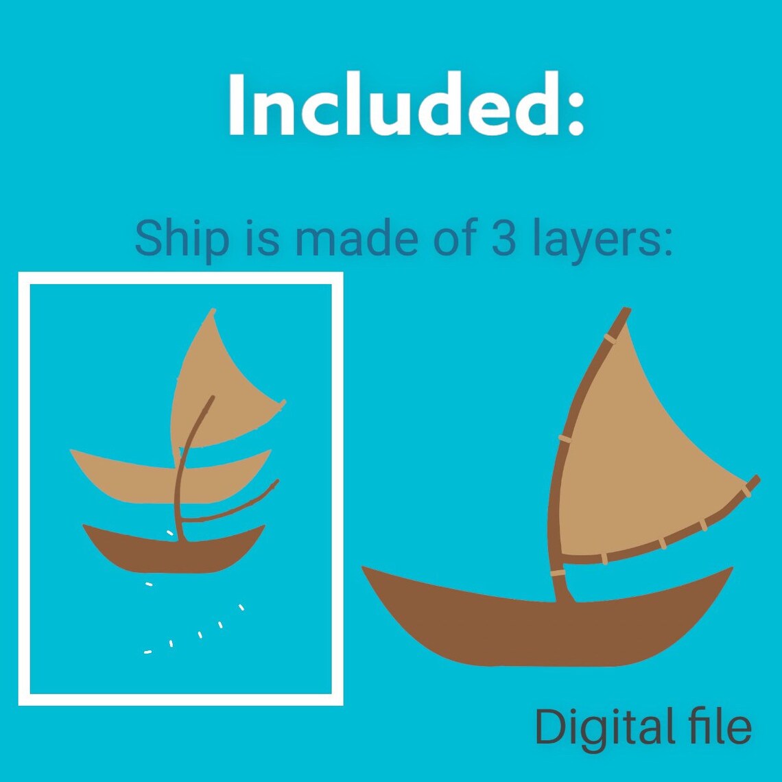 Layered Ship SVG DXF Boat Polynesian Sail Sailboat Digital Cut File - Etsy