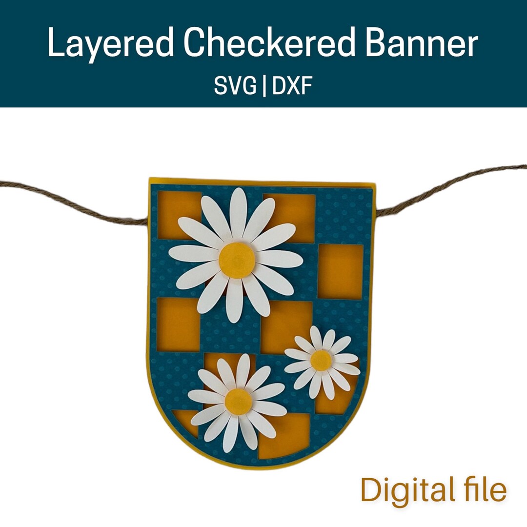Layered Checkered Banner SVG| Pennant| Bunting| Groovy Banner SVG ...