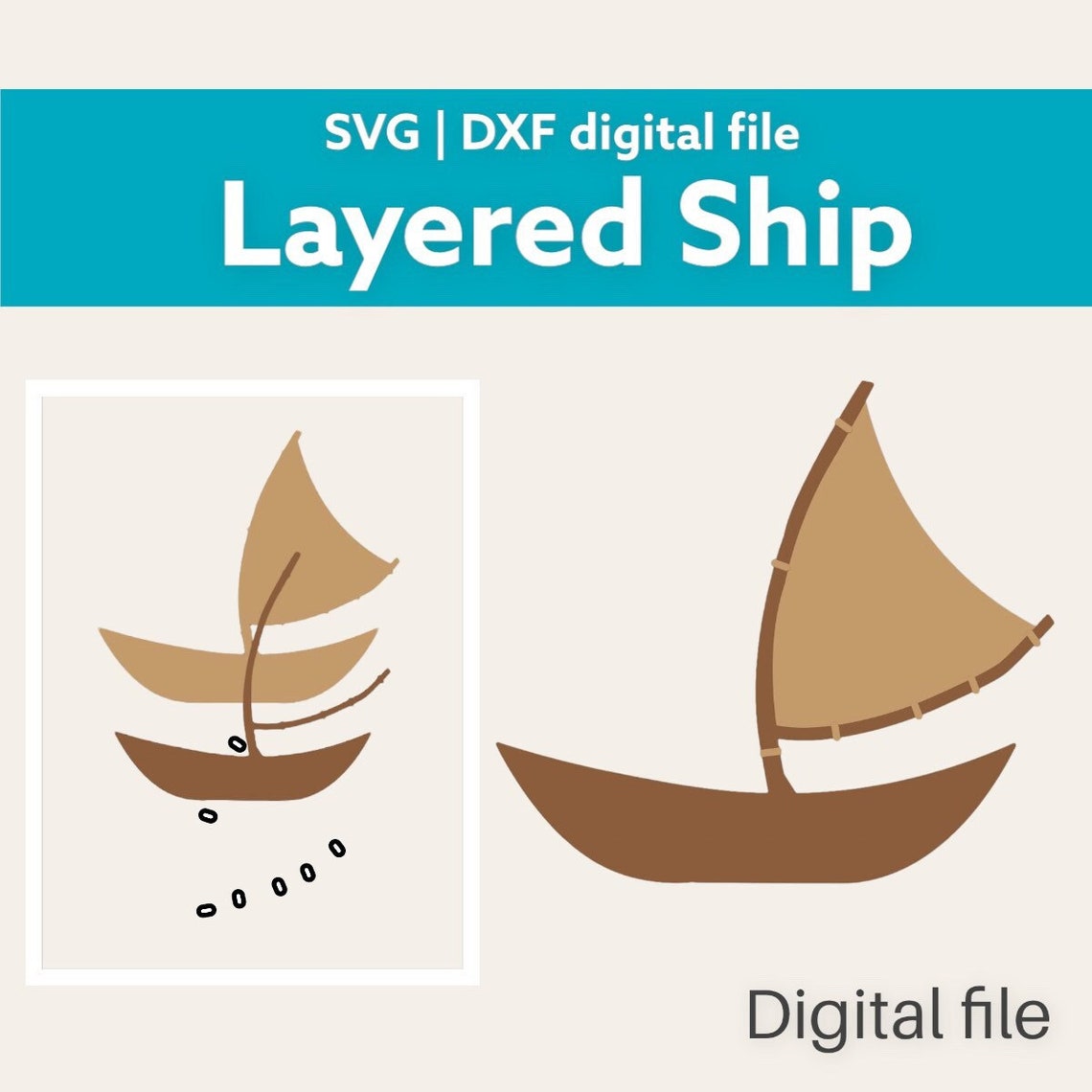 Layered Ship SVG DXF Boat Polynesian Sail Sailboat Digital Cut File - Etsy
