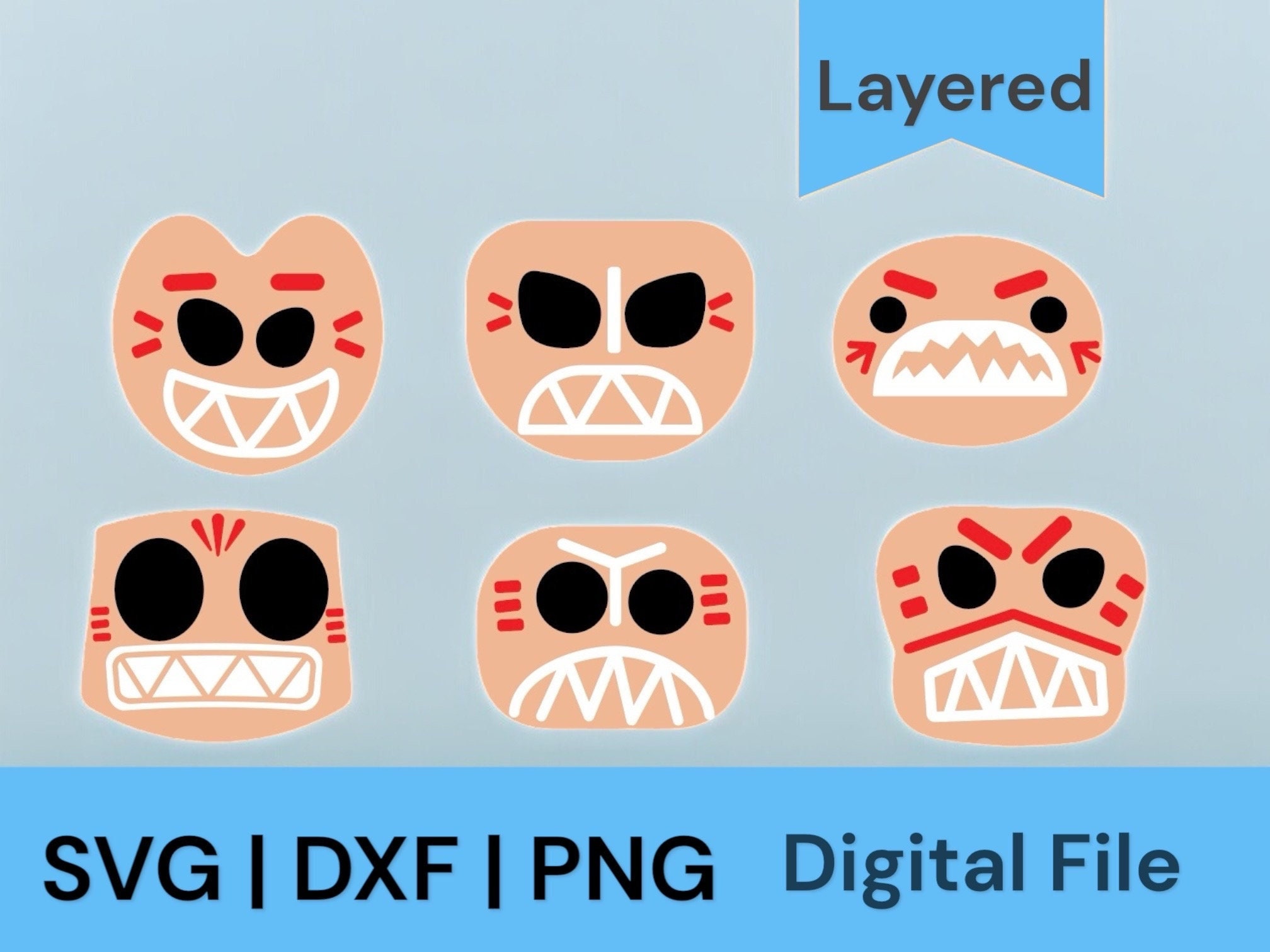 Coconut Pirate Faces Layered Cut File: SVG PNG DIY Decor (digital ...