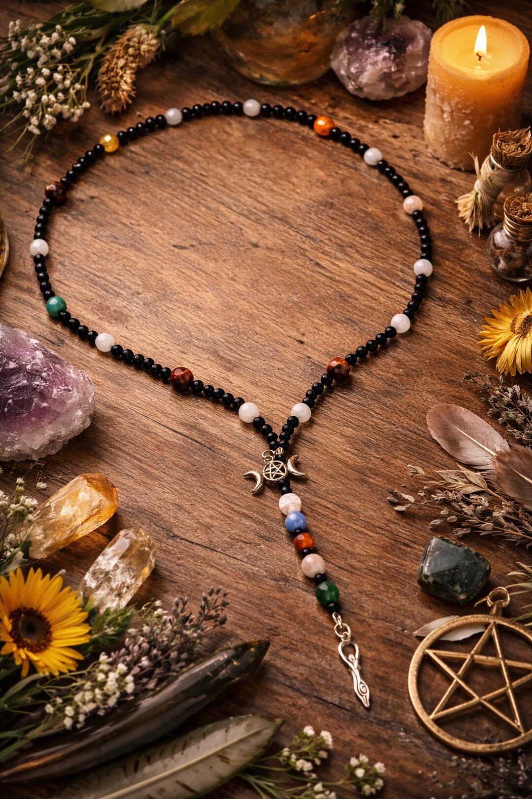 Witch’s Rosary With Obsidian - Etsy