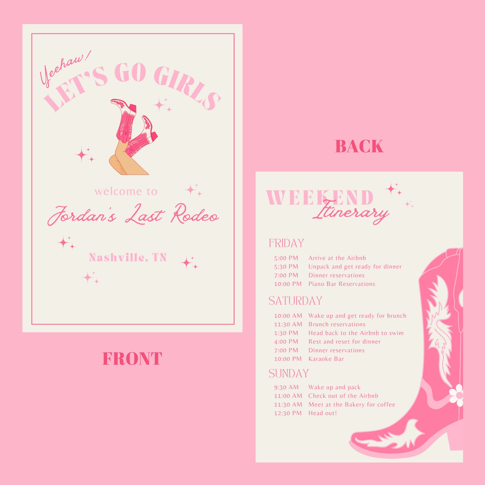 Let's Go Girls Bachelorette Itinerary Template - Etsy