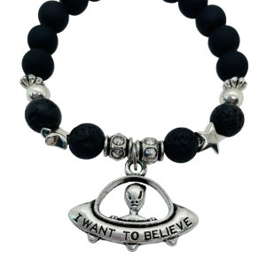 Handmade Beaded Bracelet Alien Ufo Black Silver Space - Etsy