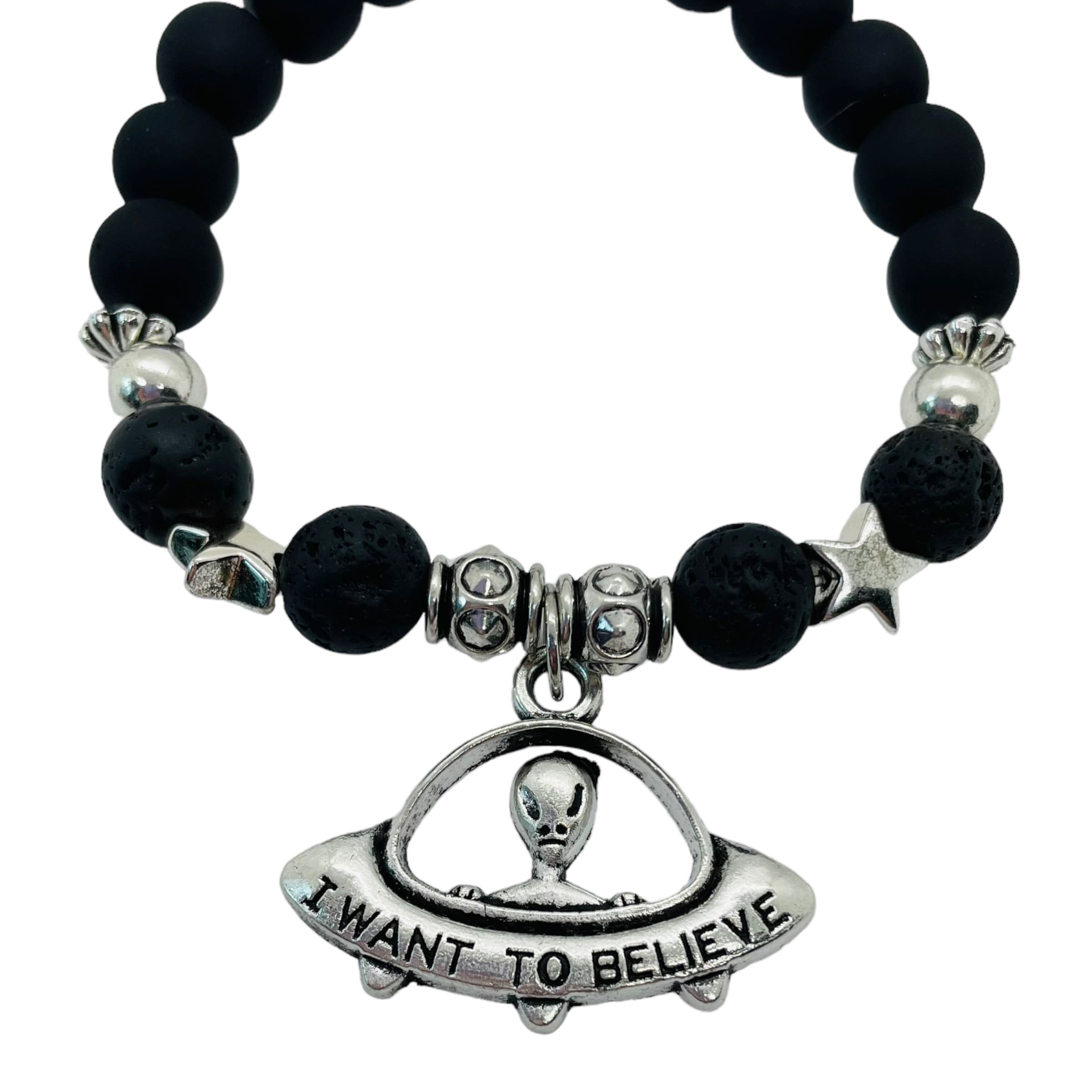 Handmade Beaded Bracelet, Alien, Ufo, Black, Silver, Space, Galaxy ...