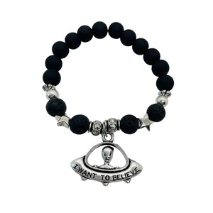 Handmade Beaded Bracelet Alien Ufo Black Silver Space - Etsy