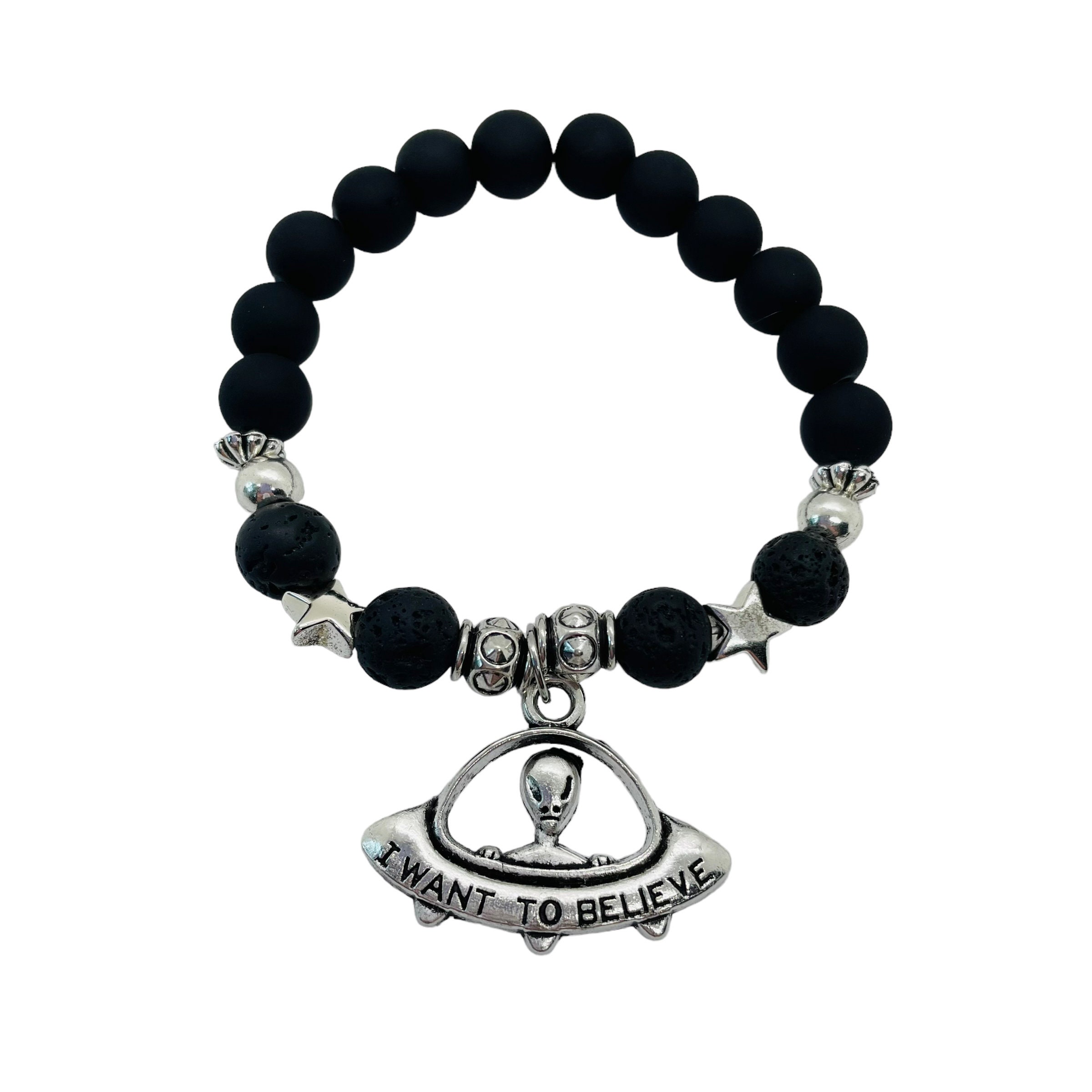 Handmade Beaded Bracelet, Alien, Ufo, Black, Silver, Space, Galaxy ...